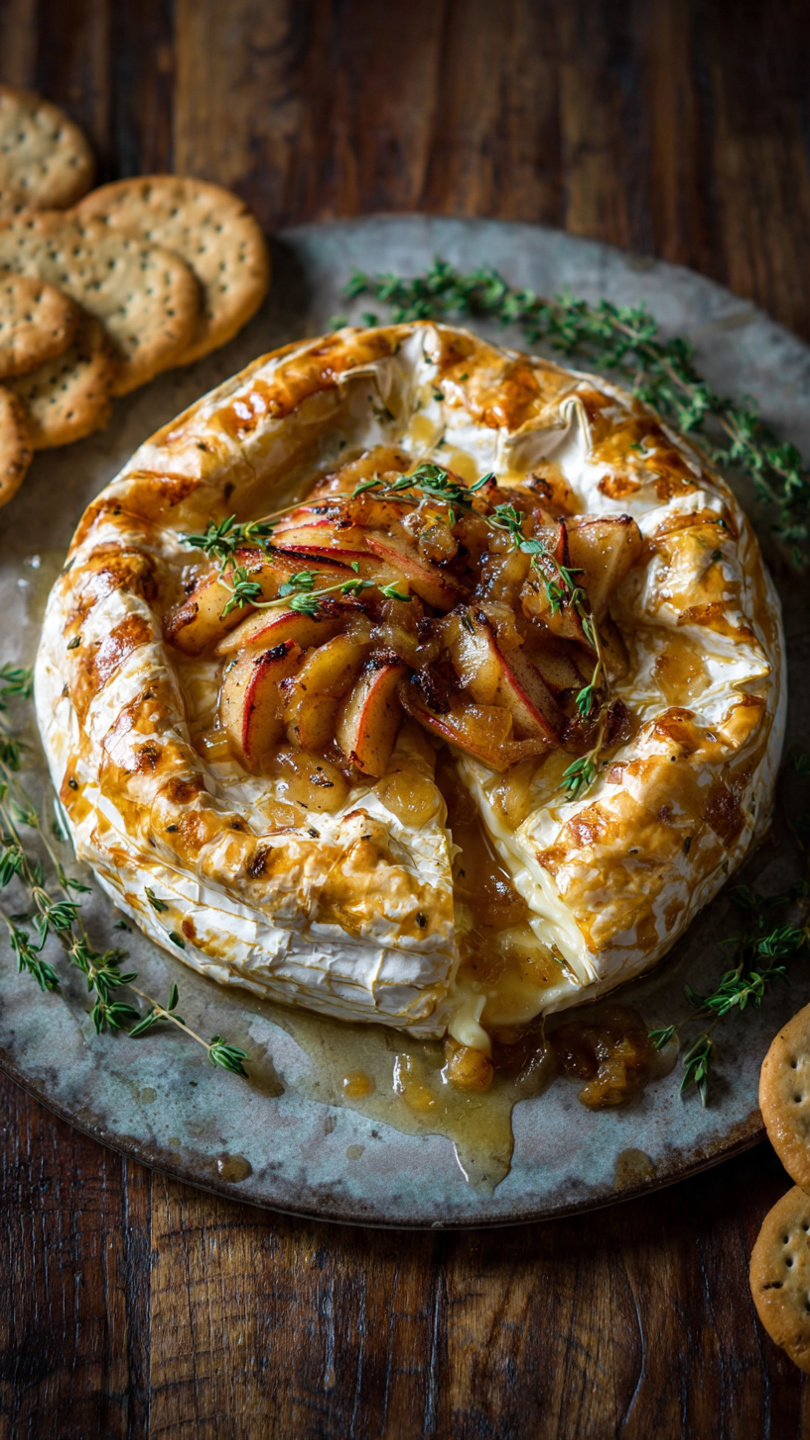 Golden Baked Brie with Caramelized Apples and Thyme | Yumma Deeasy